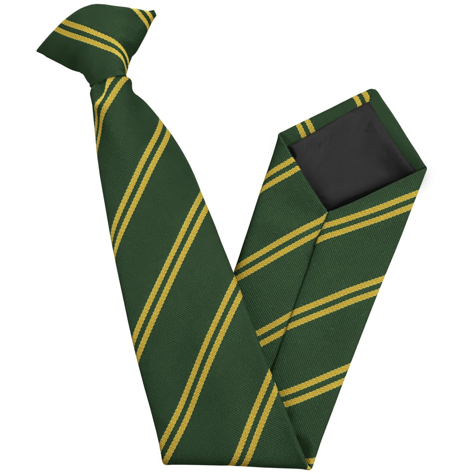 Green School Uniform Tie with Gold Stripe - Price Paradise